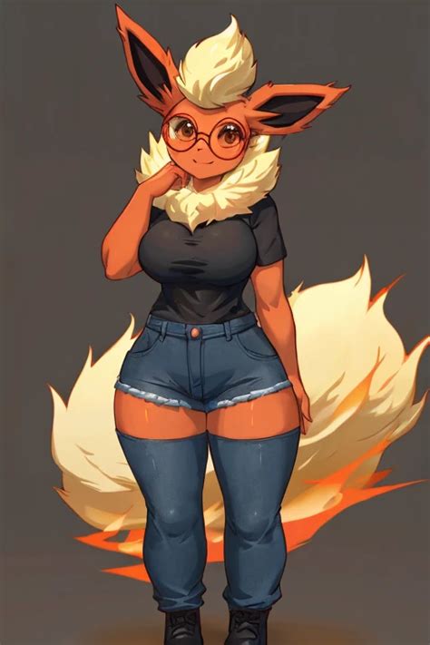 Flareon Anthropomorphic Big Breasts Big Ass Pokemorph Seaart Ai