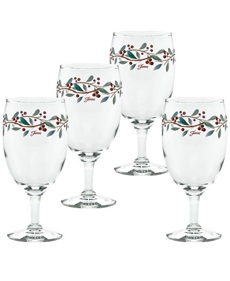 Fiesta Nutcracker Holly Footed Goblet Glasses Set Of 4 Macys