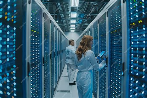 Data Center Operations Technicians Managing Servers And Technology For Network Maintenance