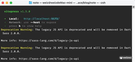 Vitepress中警告Sass API过期The legacy JS API is deprecated and will be removed in Dart Sass 唯知笔记