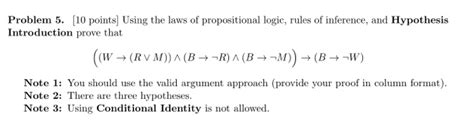 Solved Problem 5 10 Points Using The Laws Of Propositional