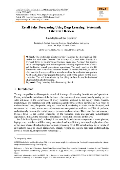 Pdf Retail Sales Forecasting Using Deep Learning Systematic