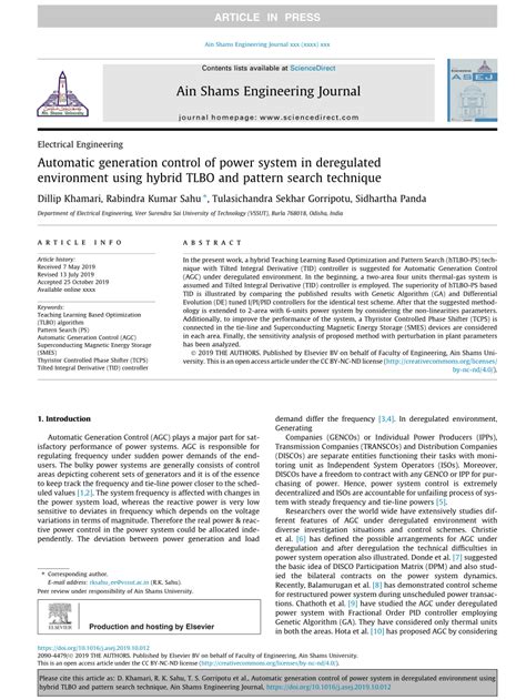 Pdf Automatic Generation Control Of Power System In Deregulated