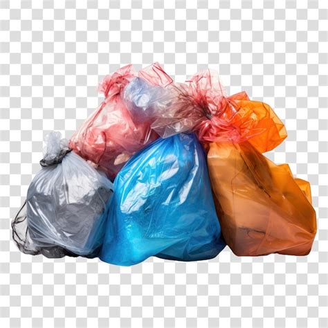 Png Colorful Plastic Garbage Bags Premium Ai Generated Psd