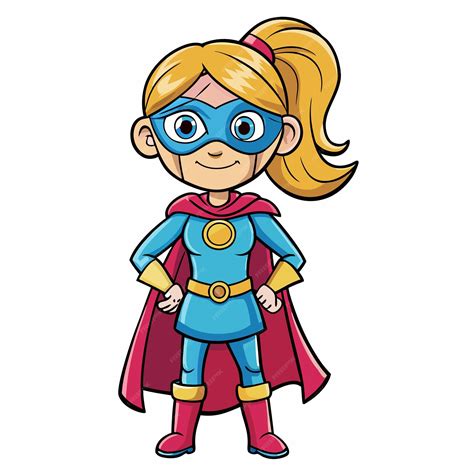 Superhero Girl Ready For Battle Cartoon Vector Illustration Premium