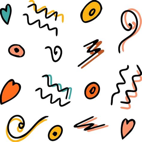 Premium Vector Set Of Additional Multicolored Doodle Elements Creation Of Design Or Addition