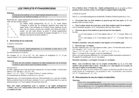 Les Triplets Pythagoriciens