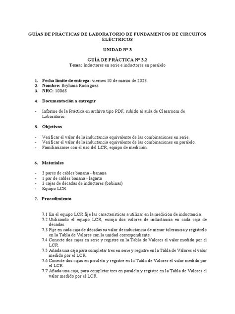 Guias De Laboratorio 32 De Fce Pdf Pdf Inductor Corriente Eléctrica