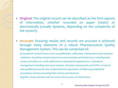 Ensuring Data Integrty Through Alcoa Basic Data Integrity Principles Applicable For Both Ensuring Data Integrty Through Alcoa Basic Data Integrity Principles Applicable For Both