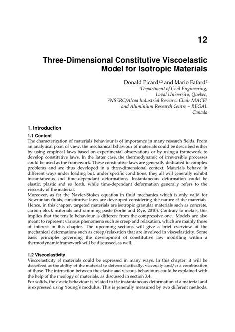 Pdf Three Dimensional Constitutive Viscoelastic Model For Isotropic