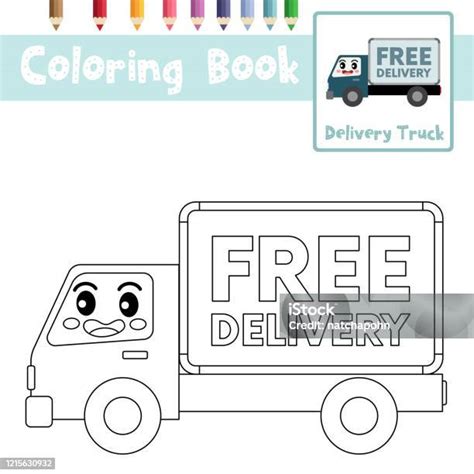 색칠 하기 페이지 배달 트럭 만화 캐릭터 측면 보기 벡터 일러스트 0명에 대한 스톡 벡터 아트 및 기타 이미지 0명 교육 교통수단 Istock