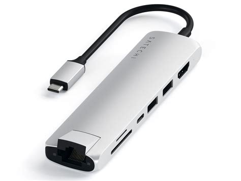 Satechi Usb C Slim Multi Port Adapter Ethernet Zilver