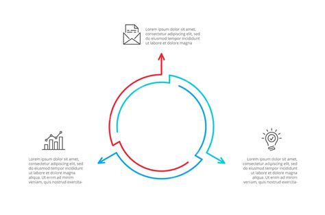 화살표가 있는 ⁇ 은 선 사이클 인포그래픽 3가지 옵션 또는 부분을 가진 현대적인 개념 디자인 템플릿 프리미엄 벡터