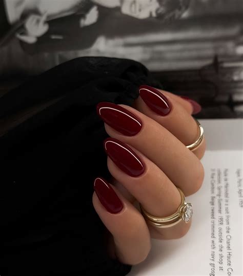Fall Nails Dark Red Burgundy Almond Nails Burgundy Acrylic Nails