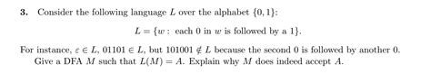 Solved Consider The Following Language L Over The Chegg