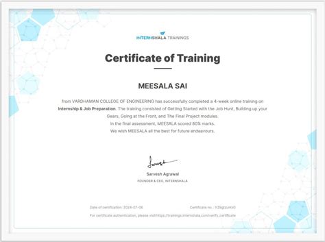 Sai Meesala On Linkedin Internship Jobpreparation Certification Learning Careerdevelopmen