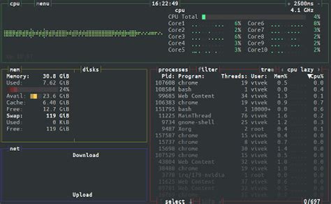 bashtop awesome linux resource monitor that shows usage and stats for