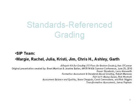 Standardsreferenced Grading Sip Team Margie Rachel Julia Kristi