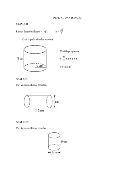 Formula Isipadu Silinder Matematik Steven Rutherford