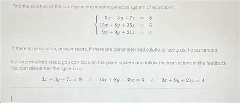 solved find the solution of the corresponding inhomogeneous