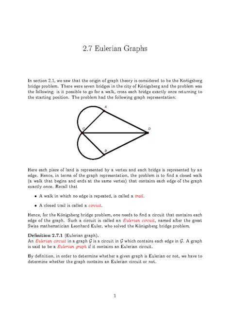 27 Eulerian Graphs None 2 Eulerian Graphs In Section 2 We Saw