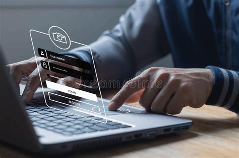 Cyber Security Concept User Typing Login Password Internet Network