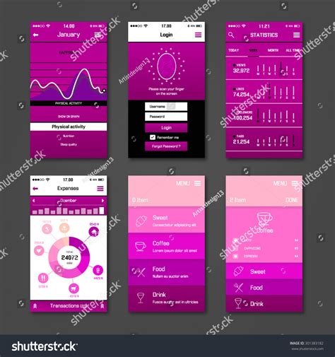Vector Ui Mobile App Set Flat Stock Vector Royalty Free Shutterstock