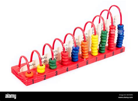 Colorful Wooden Toy Abacus With Counting Numbers From 1 To 10 Stock