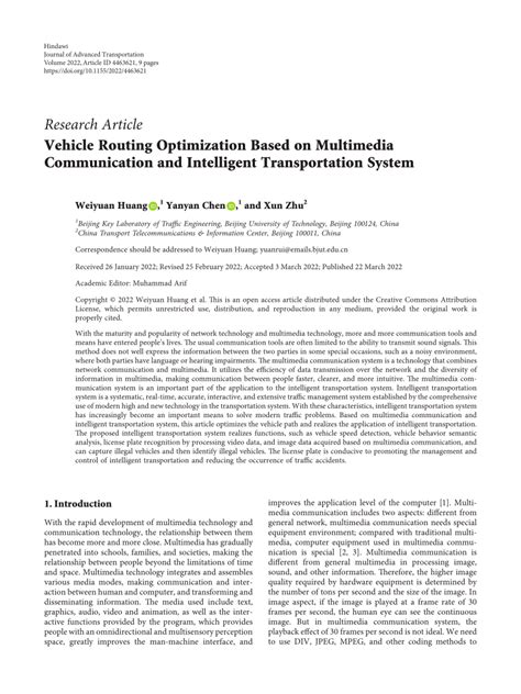 Pdf Vehicle Routing Optimization Based On Multimedia Communication And Intelligent