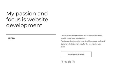 text button and social icons website template by nicepage