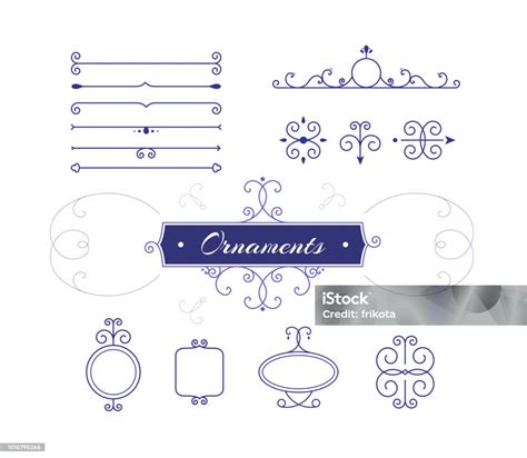 붓글씨 우아한 장식의 집합입니다 요소를 번 창 빈티지 프레임 선 테두리 및 분배기 추상 장식 요소입니다 벡터 일러스트 레이 션 평면 디자인 0명에 대한 스톡 벡터 아트 및