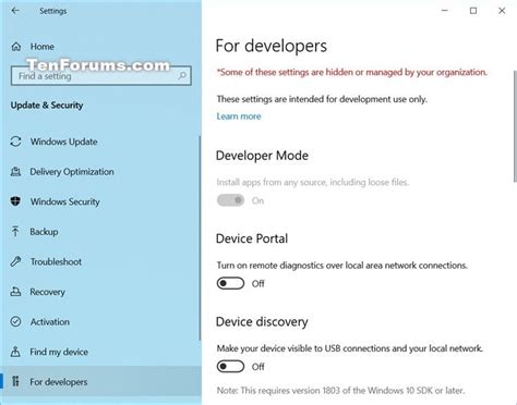 Turn On Or Off Developer Mode In Windows Tutorials