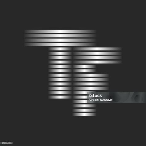 문자 Tf 또는 Ft 모노그램 이니셜 디자인은 금속의 얇은 평행 수평선 두 글자 T와 F 줄무늬 유형의 연결 은색 금속 그라데이션이 있는 선형 마크가 특징입니다 0명에 대한