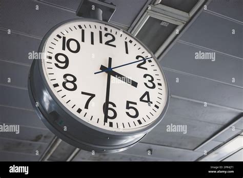 Classic Train Station Clock Working Hours Office Time In Urban City
