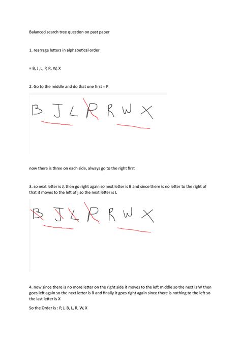 balanced search tree question on past paper balanced search tree