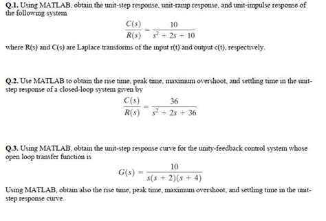 Solved Use Matlab To Solve All The Questions Write Short Chegg Com