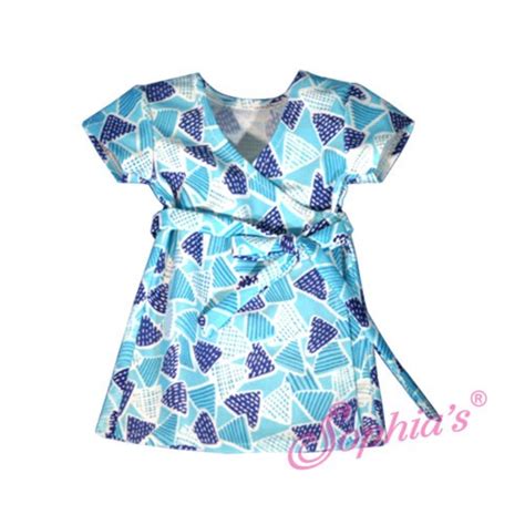 Blue Mod Print Wrap Dress Fits 18″ American Girl Doll Peddlar