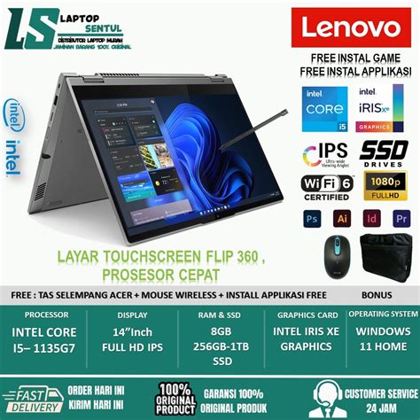 Jual Laptop 2in1 Lenovo Thinkbook 14s Yoga Intel I5 1135G7 Ram 8GB 1TB Ssd Touchscreen Full Hd