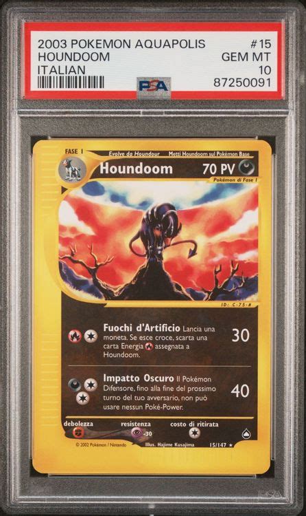 Psa 10 Houndoom Aquapolis 15147 Italian Neu Gemäss Beschreibung In