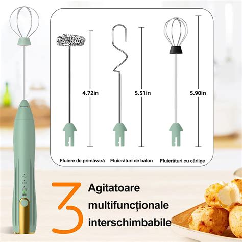 Миксер за разпенване на мляко Xinxu Usb акумулатор 2 глави 3 скорости идеален за капучино