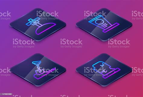 등각 투영 선 무덤을 십자가 땅에 삽 묘비 및 오래된 무덤으로 설정하십시오 파란색 사각형 버튼 벡터 3차원 형태에 대한 스톡 벡터 아트 및 기타 이미지 Istock