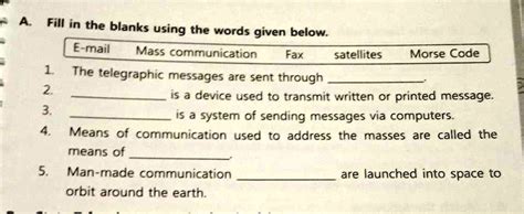 Solved A Fill In The Blanks Using The Words Given Below Fill In The Blanks Using The Words