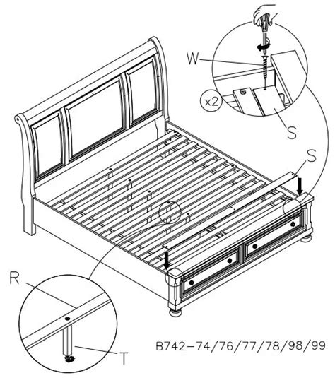 Ashley B742 74 Queen Sleigh Bed User Manual