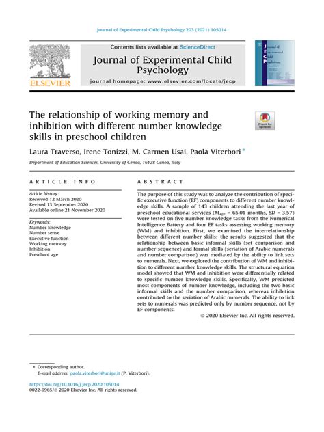 The Relationship Of Working Memory And Inhibition Pdf Knowledge