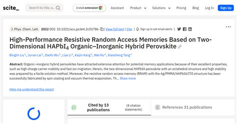 [citation report] high performance resistive random access memories