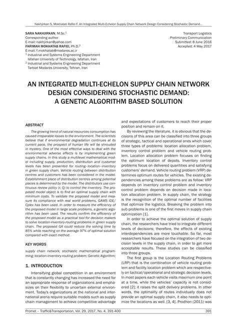 Pdf An Integrated Multi Echelon Supply Chain Network Design Considering Stochastic Demand A