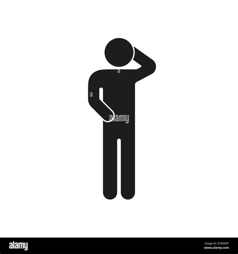 Man Figure In Pondering Pose Silhouette Icon Stick Figure With
