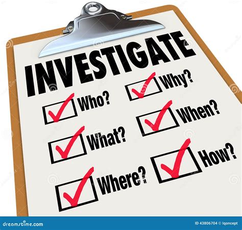investigate basic facts questions check list investigation stock