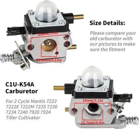 Huztl Carburetor For Mantis Tiller 7222m 7222 7222e 7225 7230 7234 7240