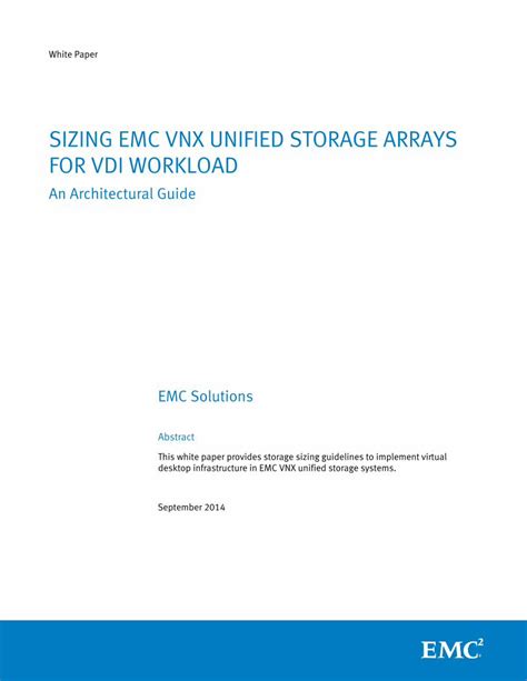 pdf sizing emc vnx unified storage arrays for vdi workload · sizing